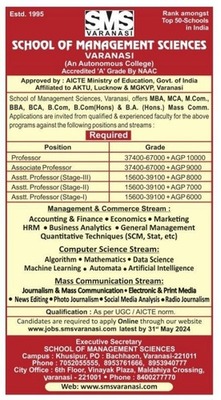 SMS School Of Management Sciences Requires Faculty - Facultytub