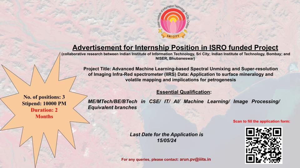 Advertisement for Internship Position in ISRO Funded Project - Facultytub